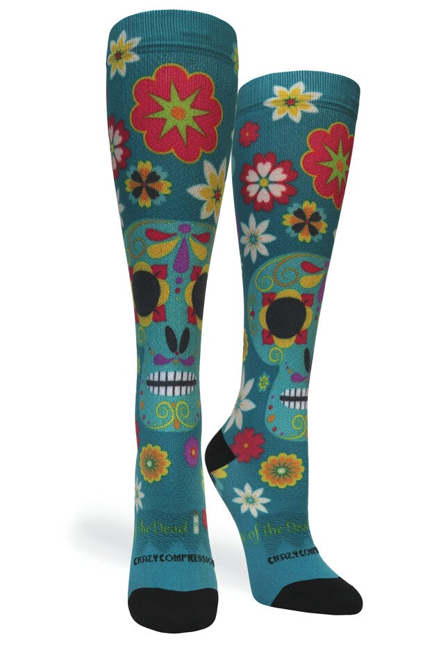 Calavera Teal - (Standard & Extra Wide) - Compression Socks – Diabetic ...